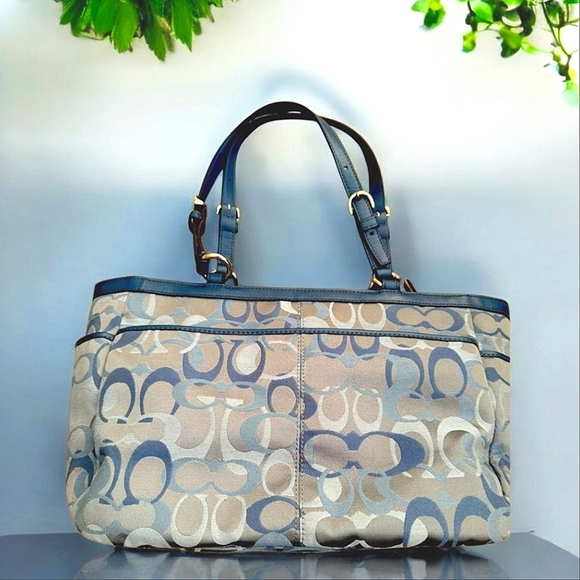 Coach | Bags | Coach Periwinkle Blue Signature Print Tote | Poshmark